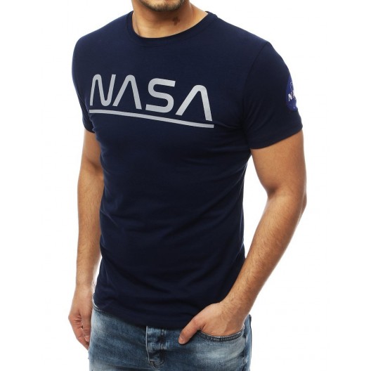 Stylové tmavě modré pánské tričko s nápisem NASA