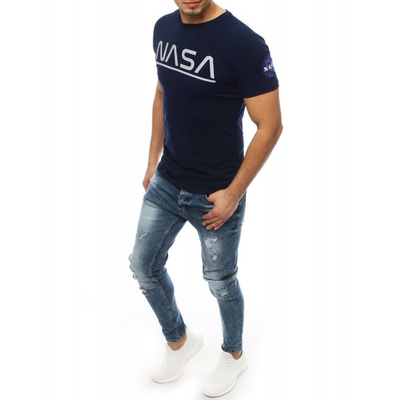 Stylové tmavě modré pánské tričko s nápisem NASA
